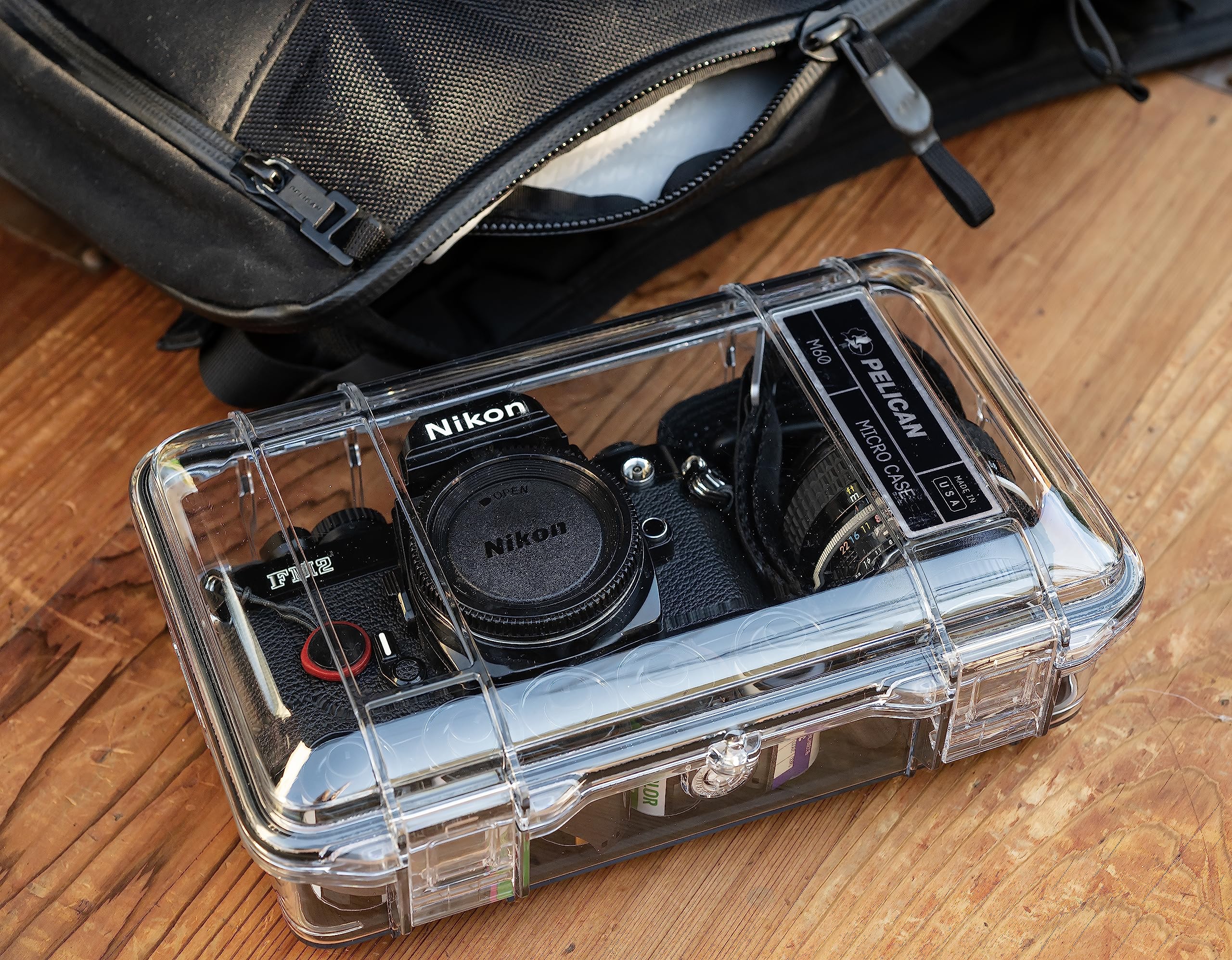 Pelican M60 Micro Case - Waterproof Case (Dry Box, Field Box) for iPhone, GoPro, Camera, Camping, Fishing, Hiking, Kayak, Beach and More (Black/Clear)