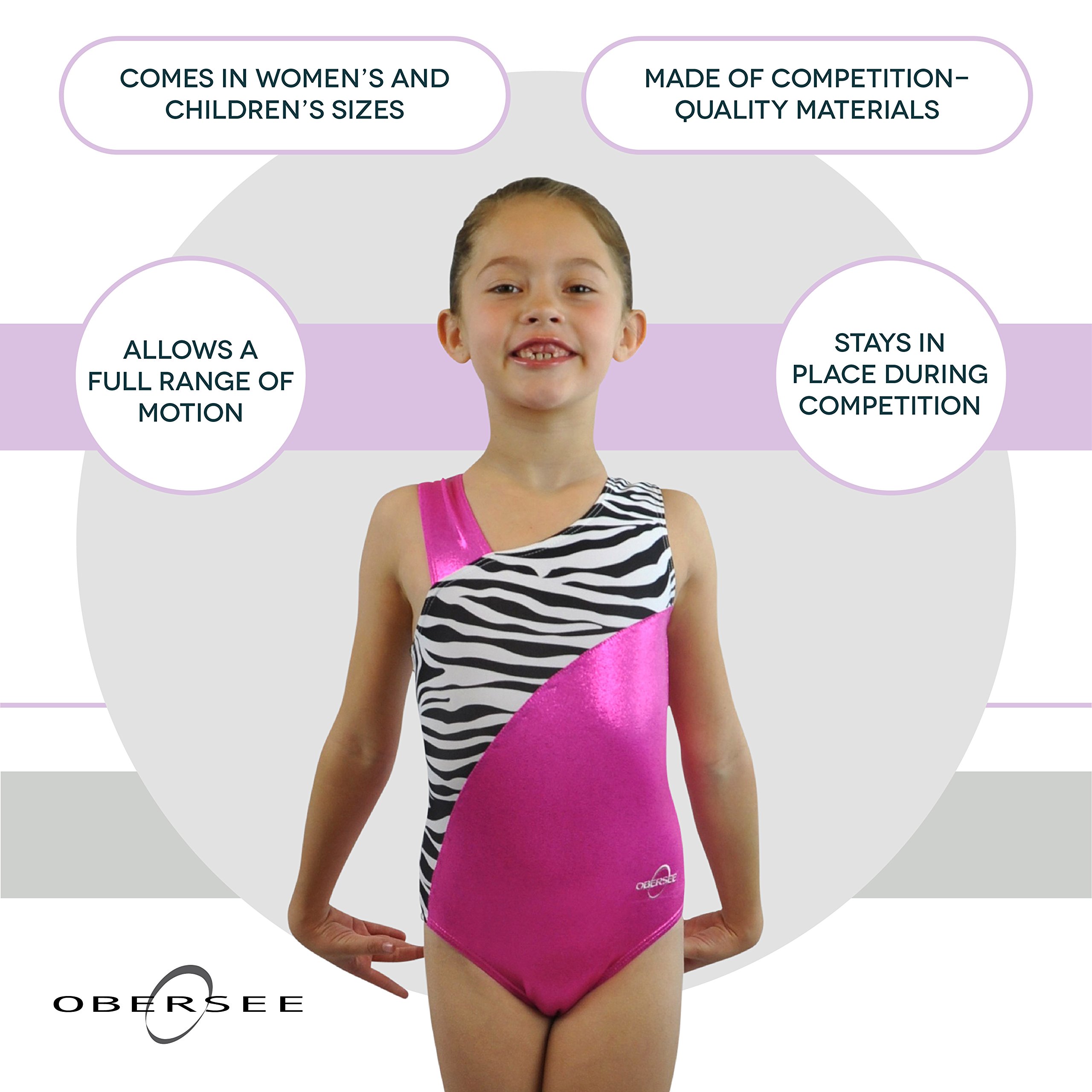 Obersee - O3GL033AM - Girl's Girls Gymnastics Leotard - Pink Zebra | Adult Medium