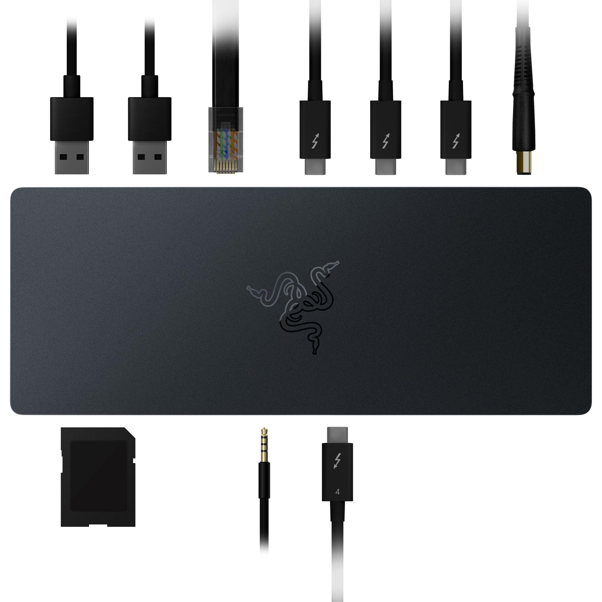 Razer Thunderbolt 4 Dock: 10 Ports in 1 - Dual 4K or Single 8K Video Output - USB A and C Hub, 2.5 GbE Thunderbolt 3, Mac, and PC Compatible - Thunderbolt 4 Certified - Passthrough Charging - Chroma
