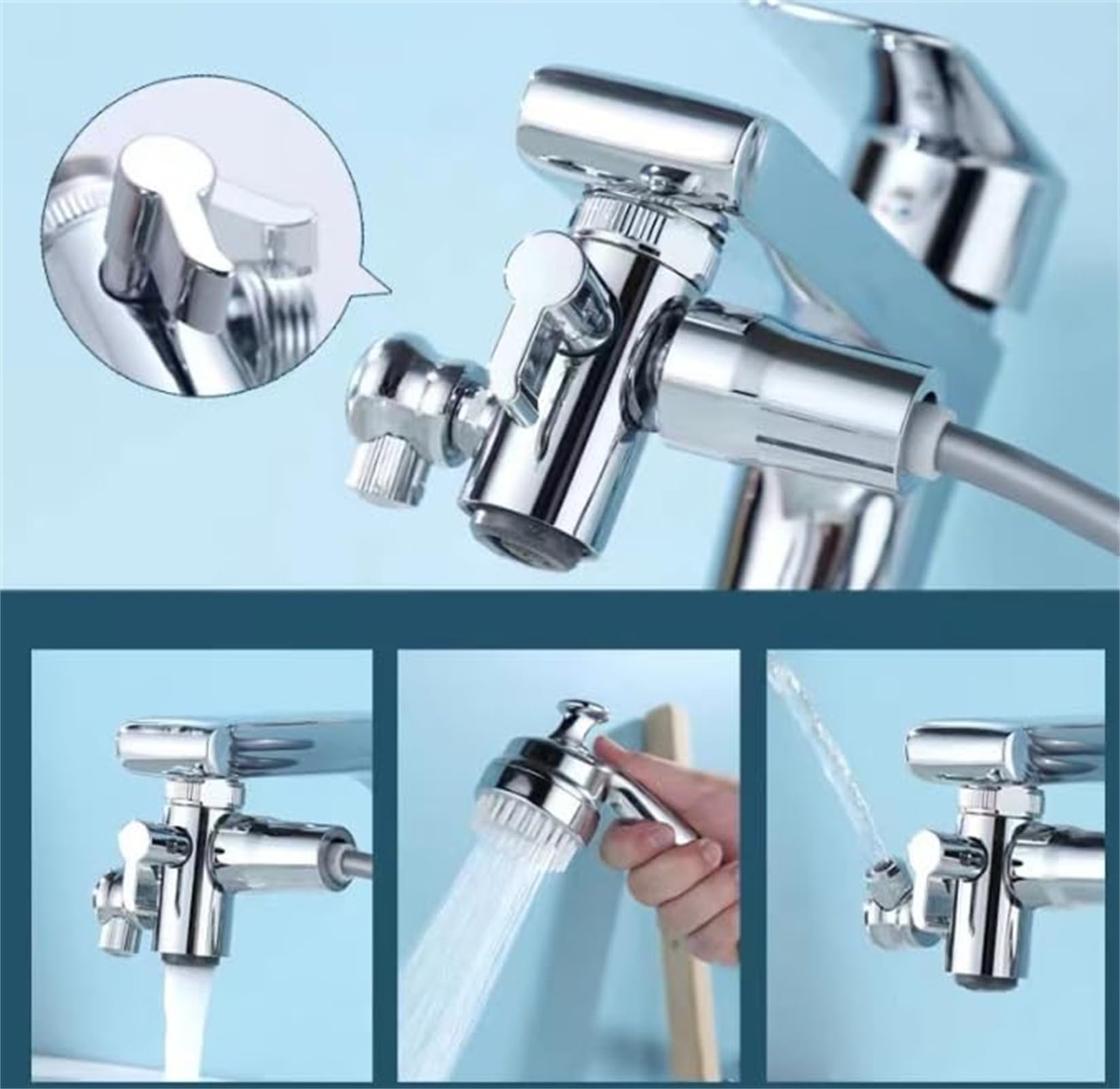 Multifunction Universal Water Taps, Universal 1080 Swivel Robotic Arm Swivel Extension Faucet Aerator, 3 in 1 Sink Faucet Sprayer Attachment Set