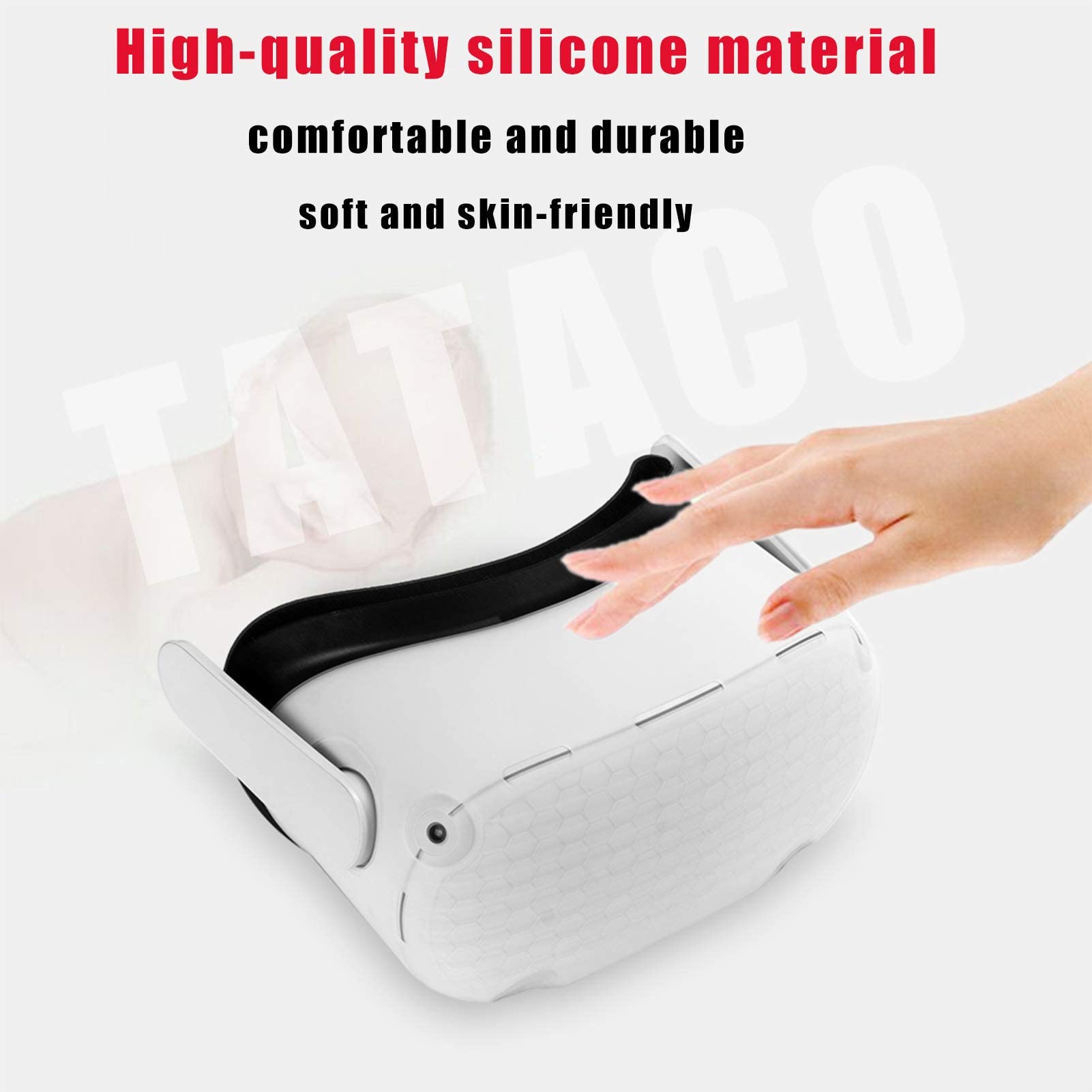 TATACO Oculus Quest 2 VR Shell Silicone Face Protector Cover - Sweat-Proof, Non-Slip, Washable, Anti Scratch Anti Dust(3pc+1pc-Transparent)