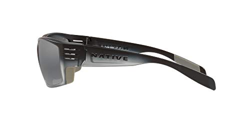 Native Eyewear Raghorn Polarized Rectangular Sunglasses, Smoke Fade/Silver Reflex, 61 mm