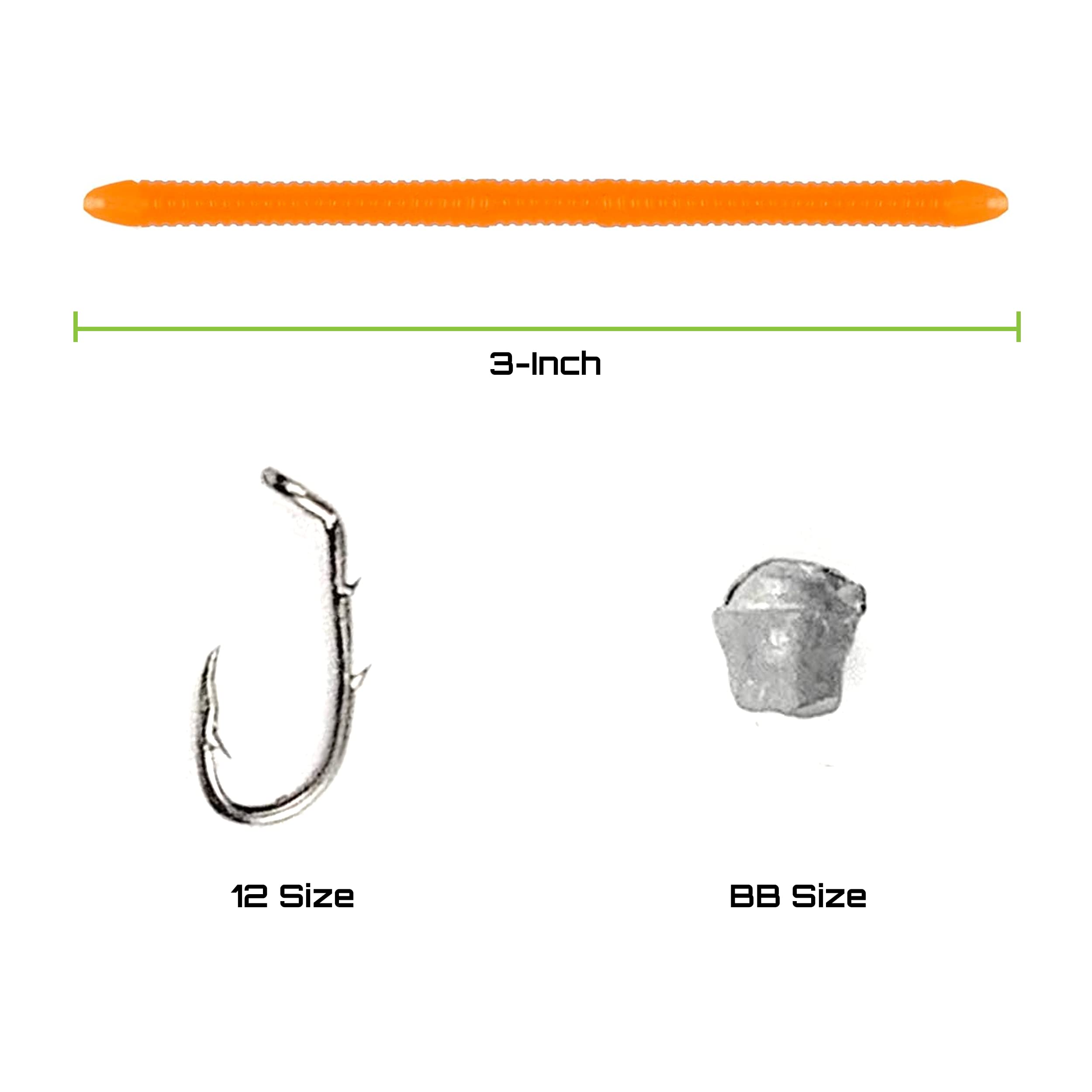 Tackle HD Pro Striker Trout Worm 135-Piece Soft Plastic Fishing Lure Kit with Hooks and Weights