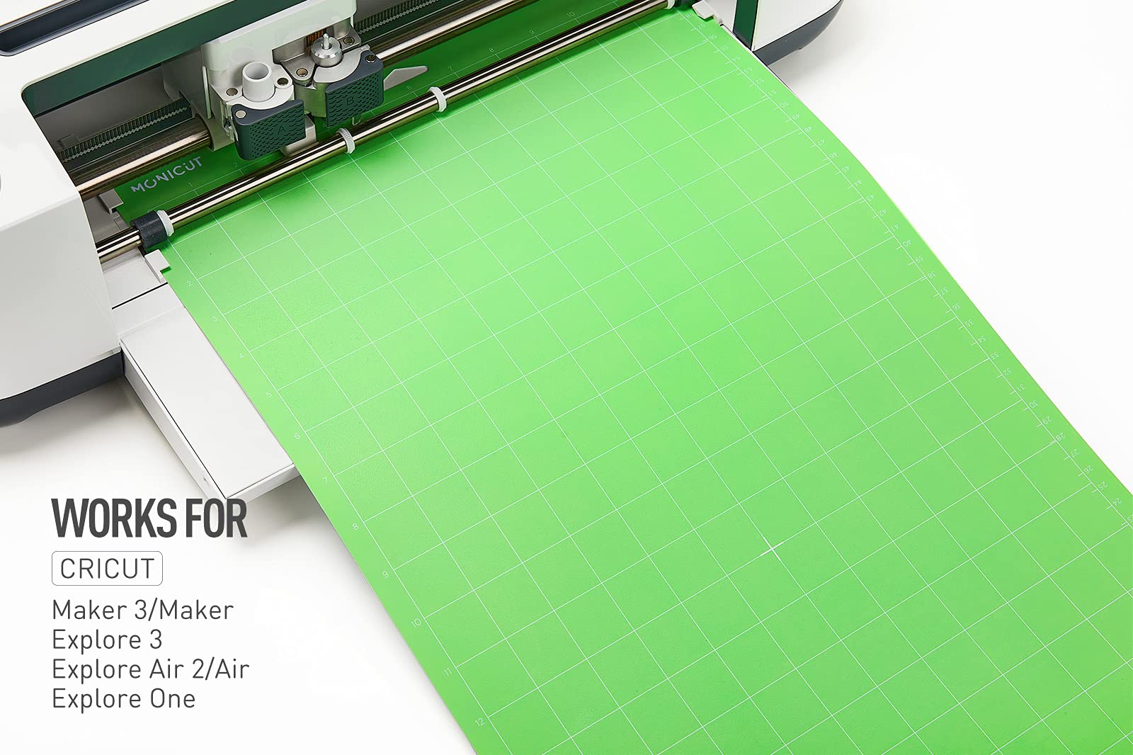 Monicut 12x12 Standardgrip Cutting Mat for Cricut Maker 3/Maker/Explore 3/Air 2/Air/One, 3 Pcs Non-Slip Flexible Green Cutting Mats for Crafts, Quilting, Sewing and all Arts