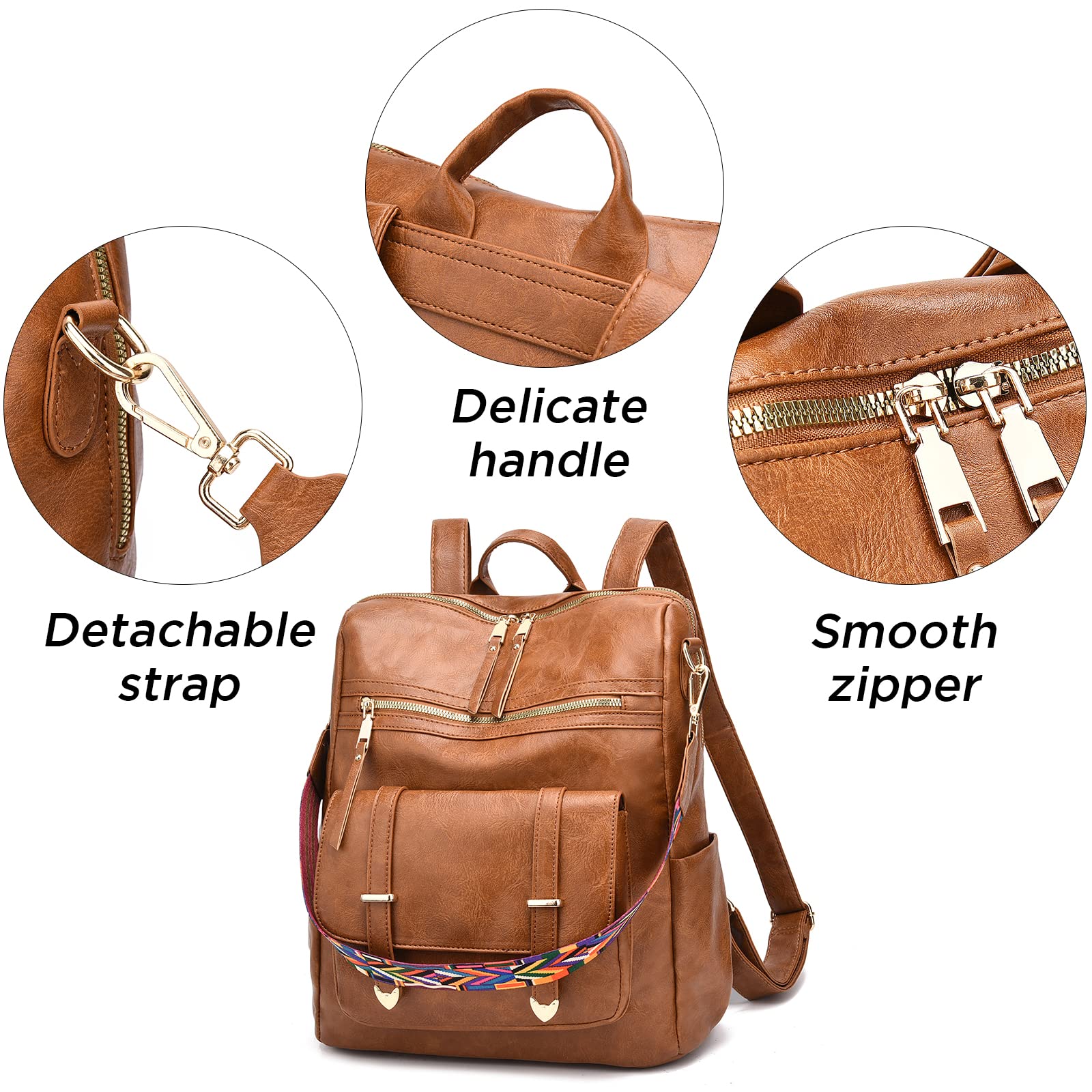 Women Fashion Backpack Purse Multipurpose Casual Shoulder Bag PU Leather Travel Bag for Ladies with Convertible Strap