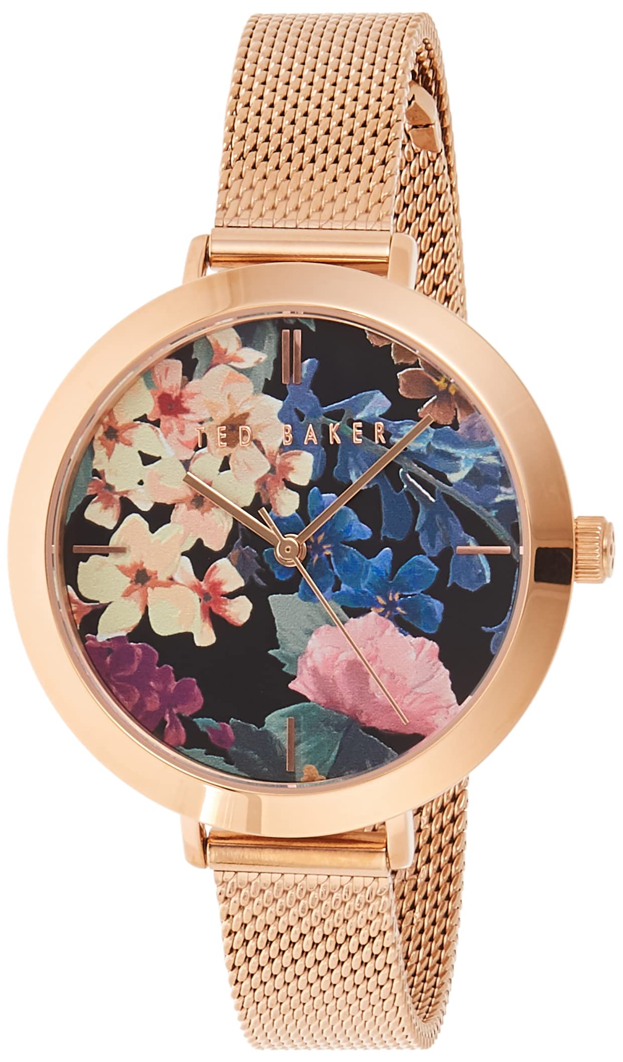 Ted Baker Women's Quartz Stainless Steel Strap, 12 Casual Watch (Model: BKPAMF1049I), Rose Gold/Black/Multi