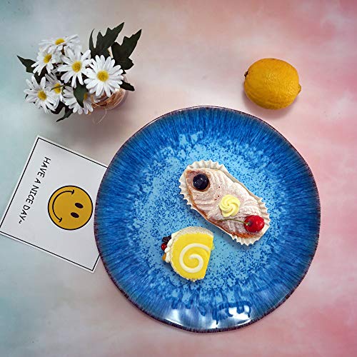 Topmela Melamine Dinner Plate Plastic Bread Butter Plates Set of 6 Pcs 11 inch Lightweight Shatter Proof Chip Resistant Dishwasher Safe Not Microware Not Oven(Light Blue)