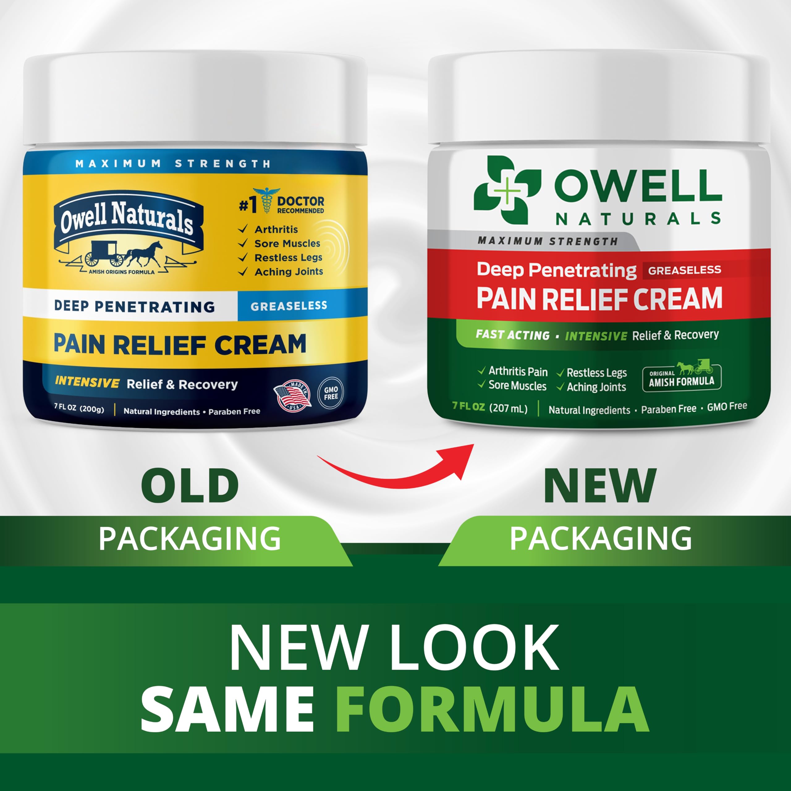 OWELL NATURALS Arthritis Pain Relief Cream - 14oz - Maximum Strength All Natural Discomfort Reliever for Joint, Muscle, Knee, Back, Neuropathy - 11 Powerful Ingredients