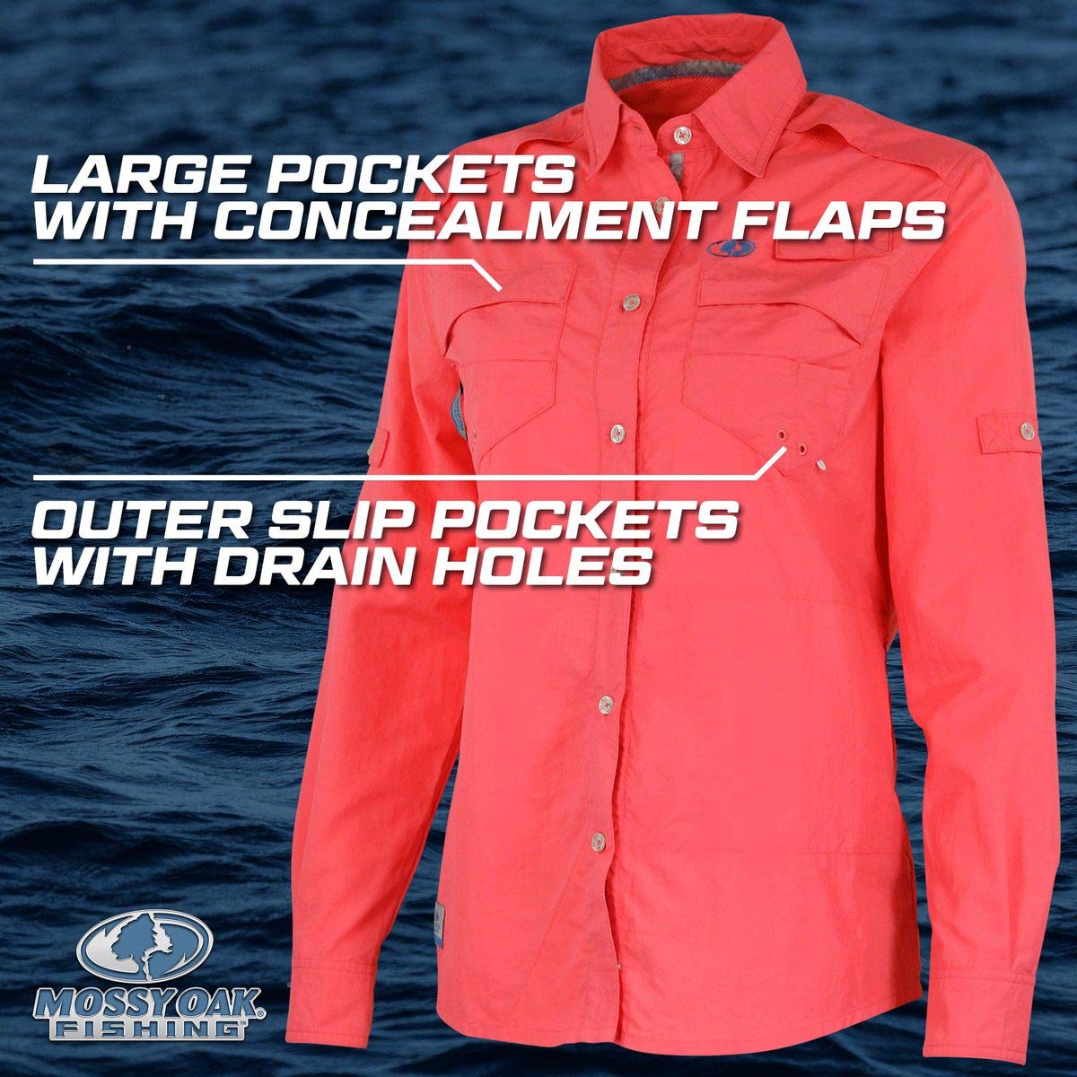 Mossy Oak Long Sleeve Fishing Shirts for Women, Button Down Fishing Shirt