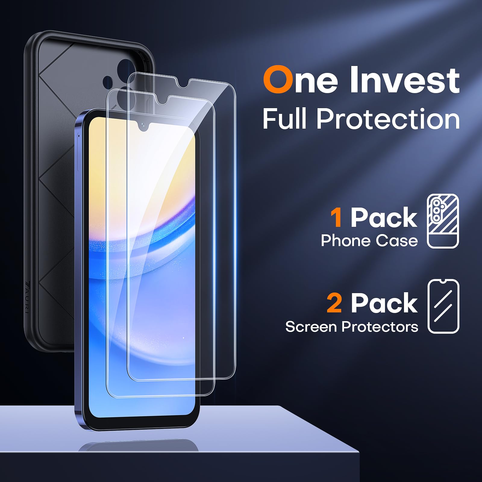 TAURI [5 in 1 Shockproof Designed for Samsung Galaxy S22 Case 5G 6.1 Inch, with 2 Pack Tempered Glass Screen Protector + 2 Pack Camera Lens Protector Slim Cover-Rose Gold