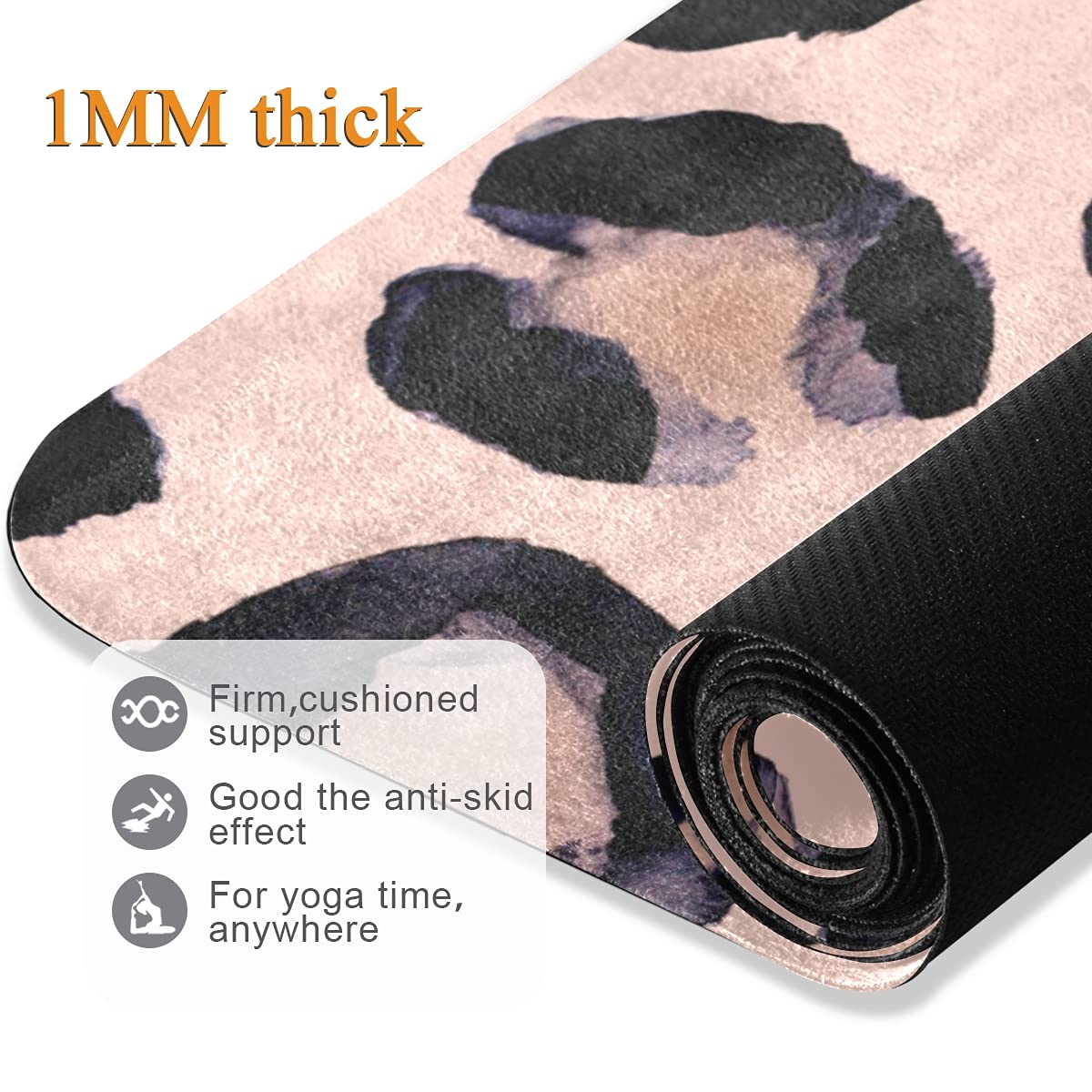senya Leopard Print Cheetah Pink Yoga Mat Cover, Non Slip Exercise Mat Cover High Performance Grip, Coming with Carry Bag(7ue6a)