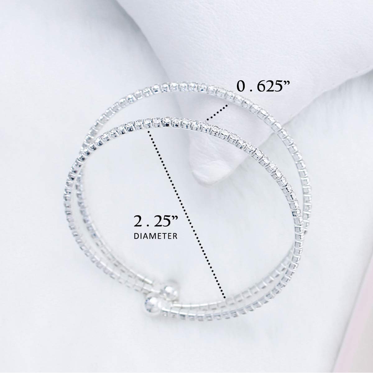 NTLX Crystal Bracelet for Women β Rhinestone Bangle Bracelet β Silver Plated - Flexible & Adjustable β Two Row - Bridal, Wedding, Prom, Party, Pageant, Evening, Casual, Bracelet - with Gift Box
