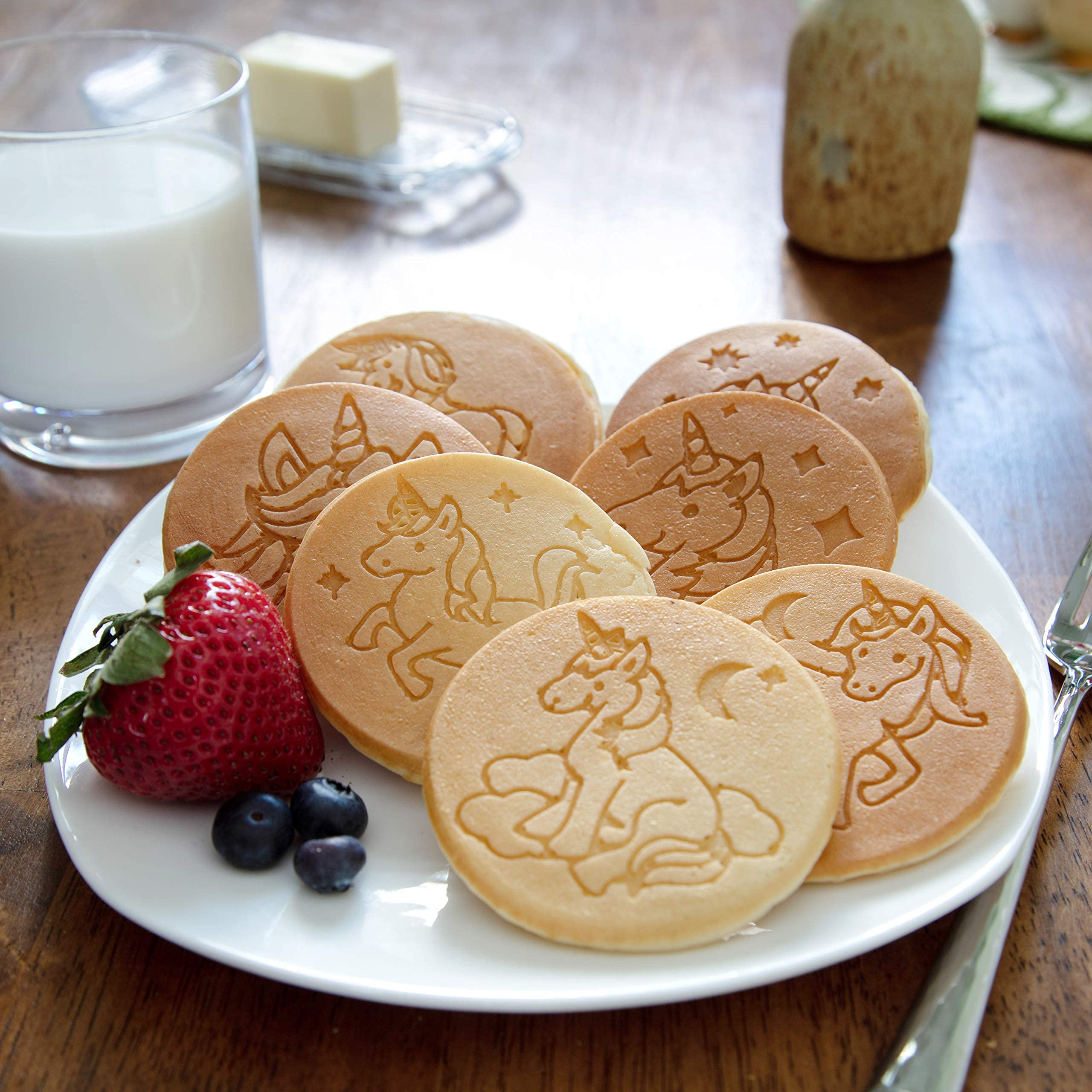 Unicorn Mini Pancake Pan - Make 7 Unique Flapjack Unicorns, Nonstick Pan Cake Maker Griddle for Breakfast Fun & Easy Cleanup, Magical Birthday Treat or Gift for Kids