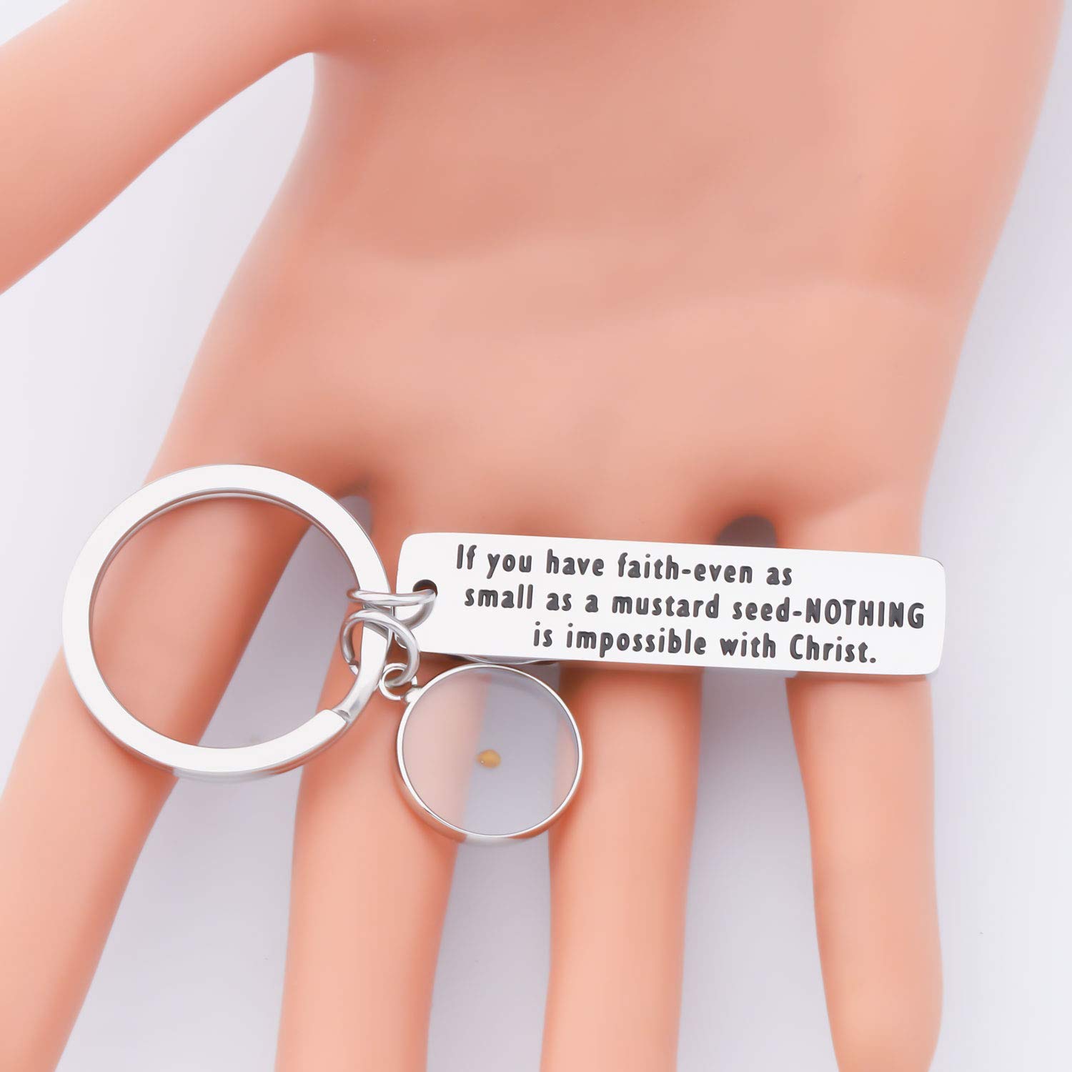 SEIRAA Mustard Seed Keychain Christian Jewelry Motivational and Religious Gift for Loved Ones If you have faith as small as a mustard seed Keychain (Mustard Seed Keychain)