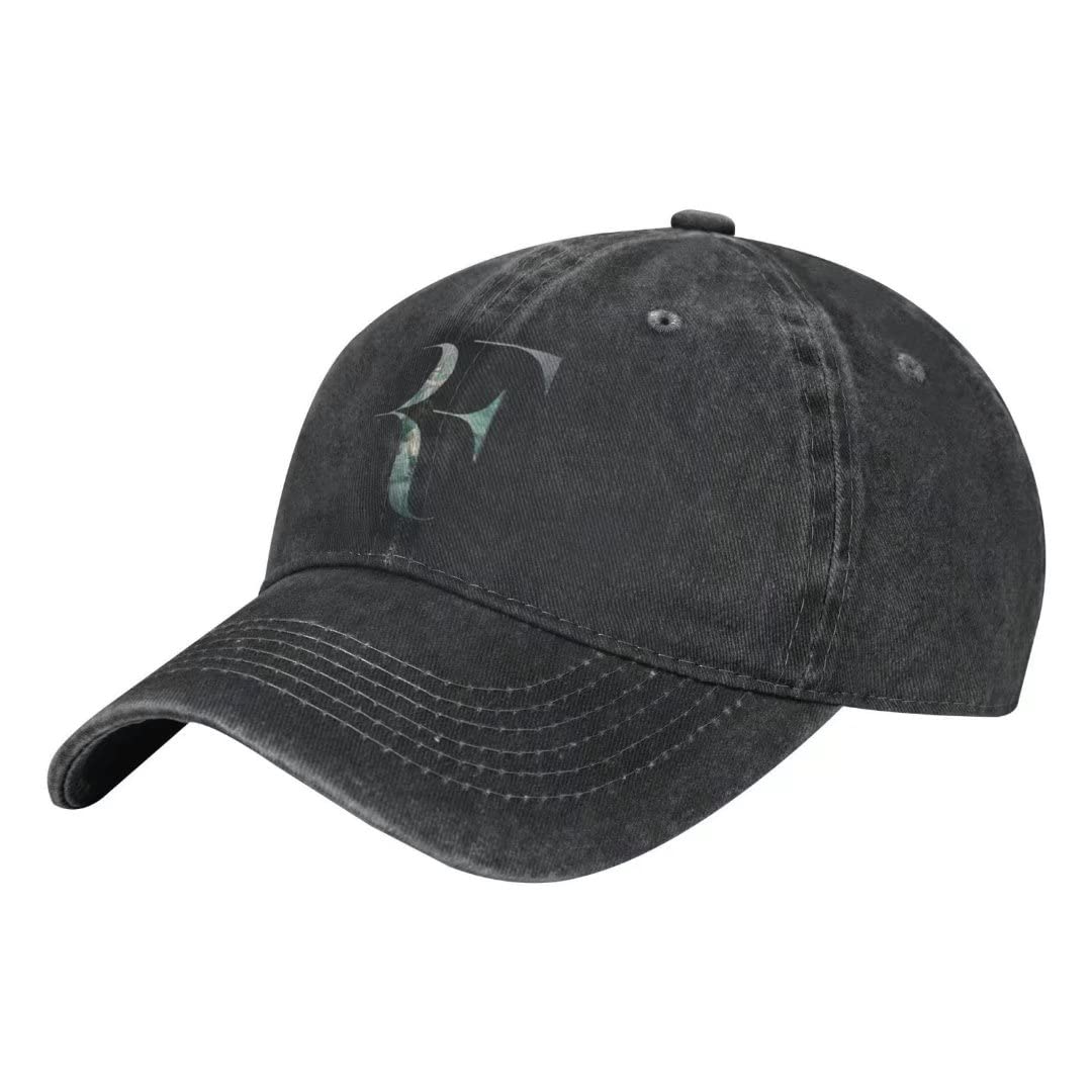 ROGER FEDERER Hat Cotton Snapback Classic Denim Cap for Men Women Adjustable Black