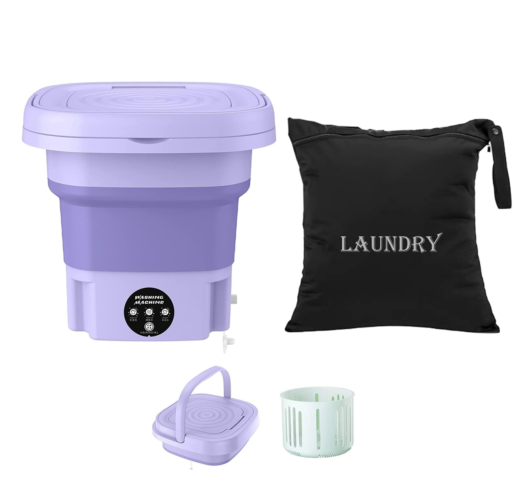 Portable Washing Machine-Mini Washing Machine Foldable-Portable Washer Machine-WATERPROOF Laundry Bag -8L Capacity for Clothes, Socks-Perfect for Travel-Apartments, Dorms-Mini Washing Machine-(Purple)