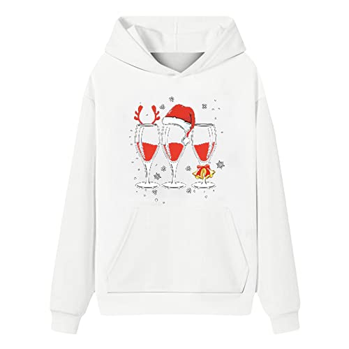 Womens Spring and Autumn Long Sleeve Sweatshirt Pullover Christmas Print Fashion Hoodies Loose Casual Tops
