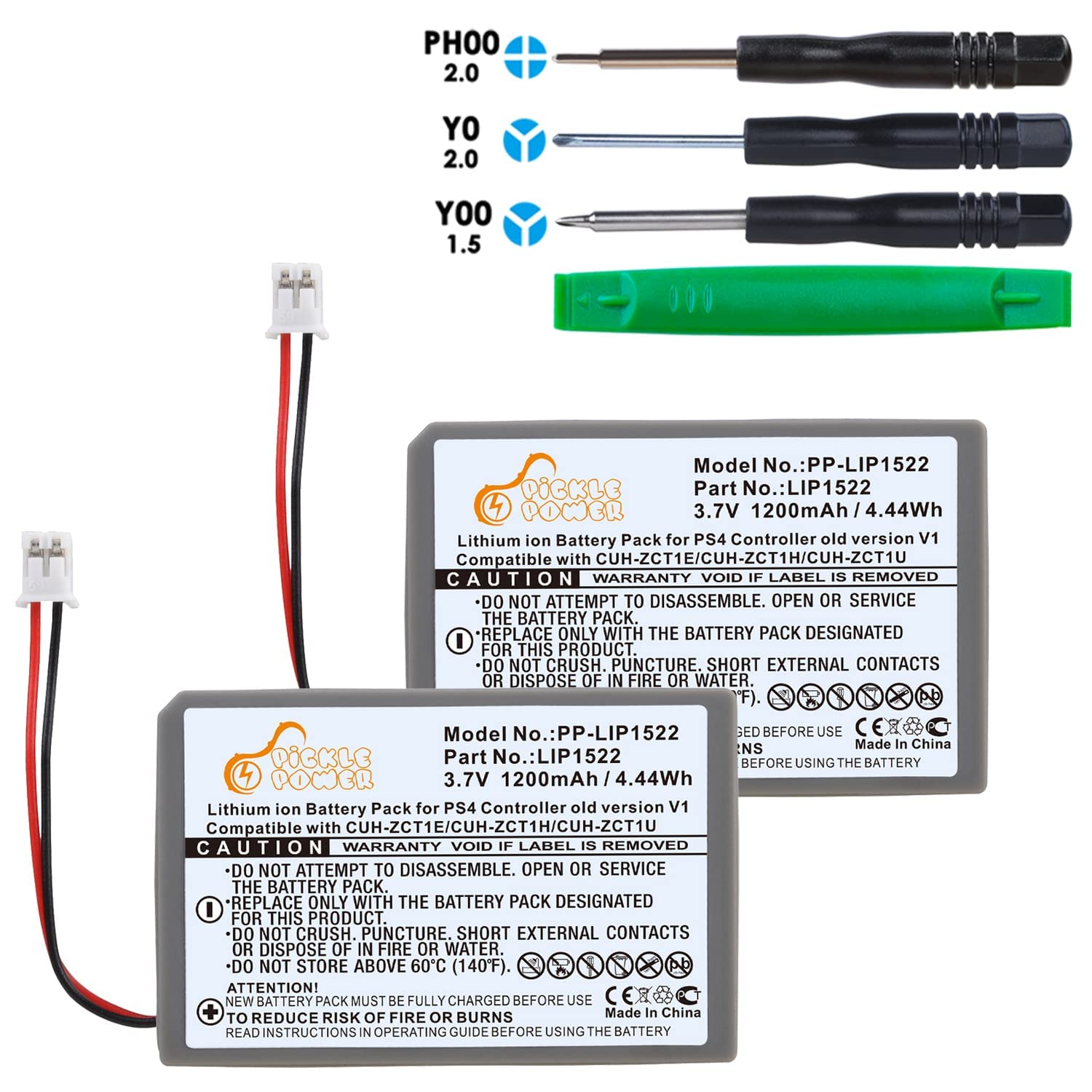 Pickle Power LIP1522 PS4 Battery Replacement for Playstation 4 PS4 Dualshock 4 CUH-ZCT1E CUH-ZCT1H CUH-ZCT1U Wireless Controller(Big Plug)
