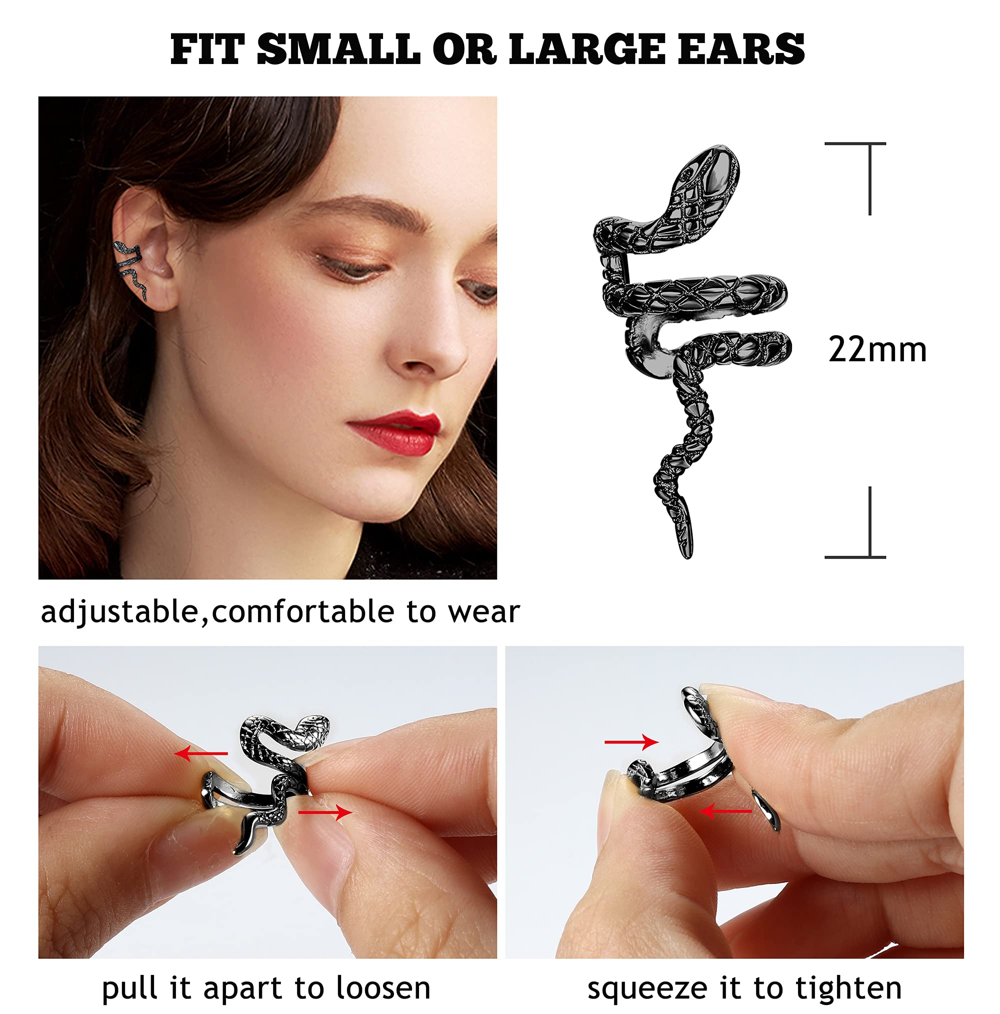 Sanfenly 16Pcs Cuff Earrings for Women Men Non Piercing Ear Cuff Adjustable Fake Earrings Clip On Cartilage Helix Wrap Earrings Set