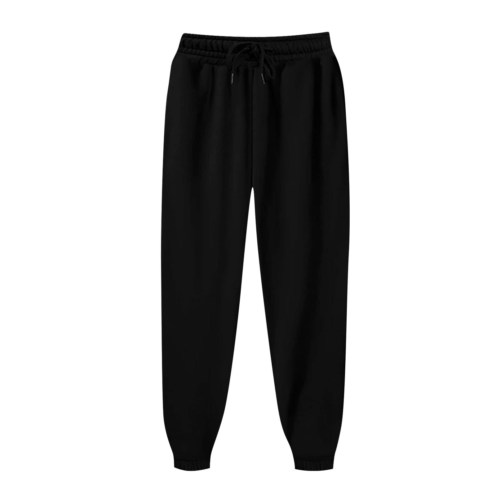 Womens Sweatpants High Waisted Sporty Gym Active Jogger Pants Plus Size Y2k Jogger Sweats with Pocket A-Black