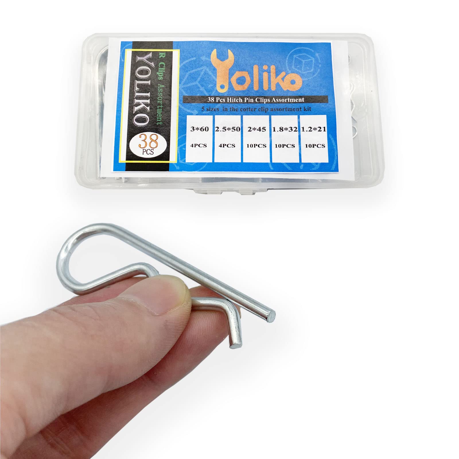 Yoliko 38 Pcs Hitch Pin Clip R Clips Retaining Pins Tractor Cotter Pin Hair Pin Assortment Spring Clip Retainer Pins Hitch Keeper Pins Kit for Dolly Pins/Trailer Pin Clips/Hand Ttruck Pin Replacement