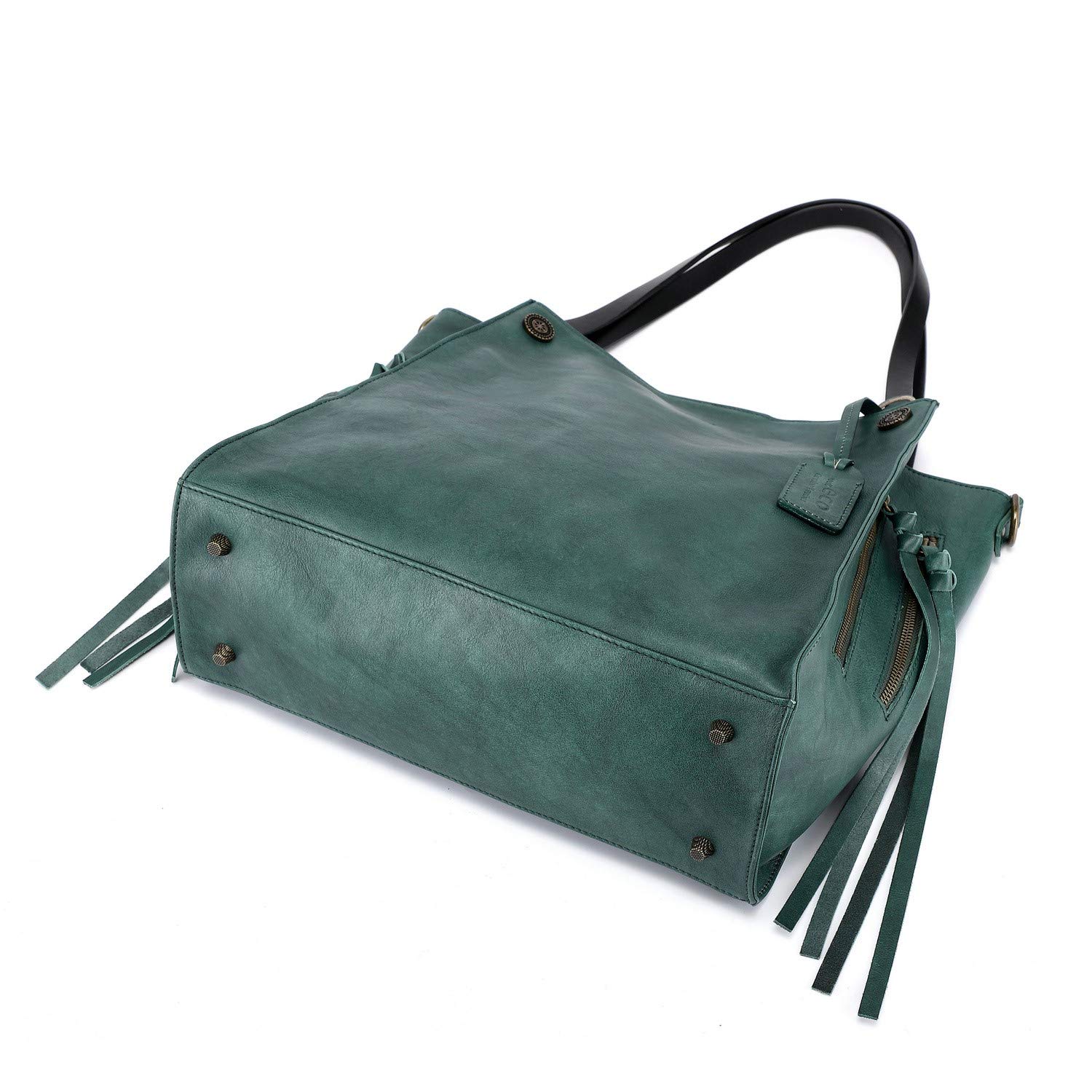 OLD TREND Leather Daisy Leather Tote Hand-painted Vintage Genuine Leather Handbag (Vintage Green)