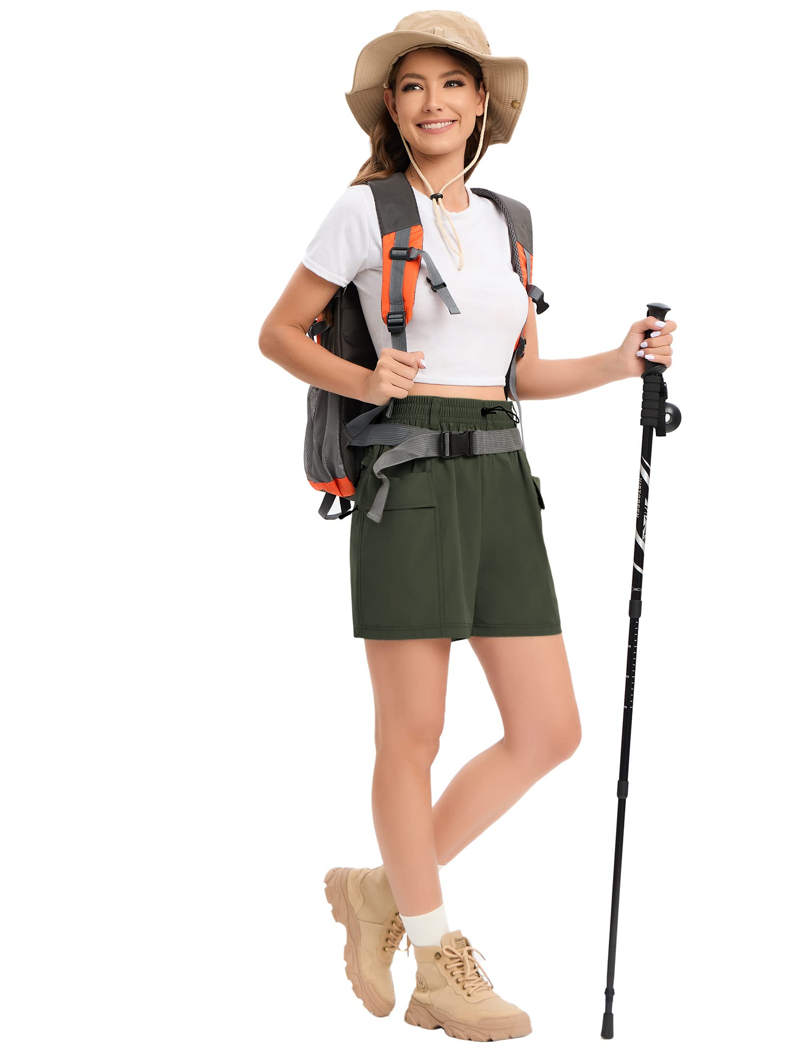Women's 5" / 7" Hiking Shorts with Cargo Pockets Quick Dry Lightweight Athletic Shorts for Summer Casual Army Green