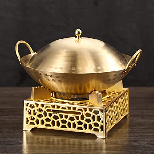 SEASD Single person self service hot pot dry boiler small copper hot pot Thickened copper hot pot solid pot ( Color : Gray , Size : 19*6.8cm )