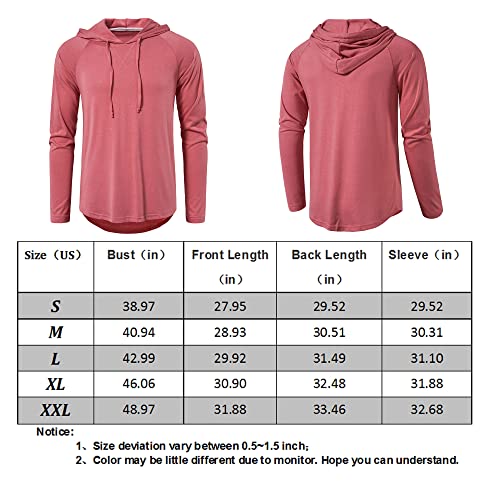 MUSE FATH Mens Lightweight Long Sleeve Active Baseball Hoodie Tee Shirts-Dark Grey-S