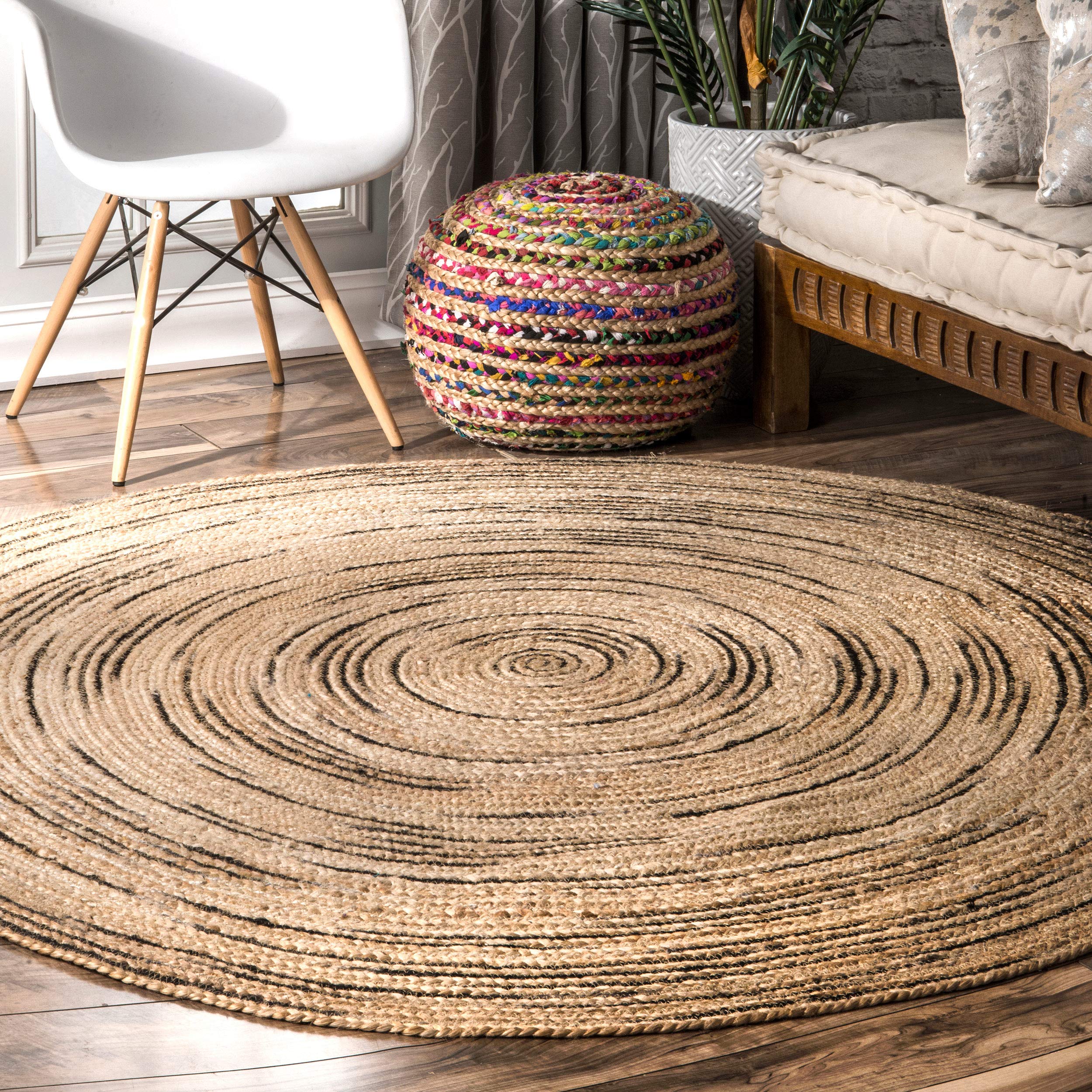 nuLOOM Braided Chelsea Jute Area Rug, 8' Round, Natural