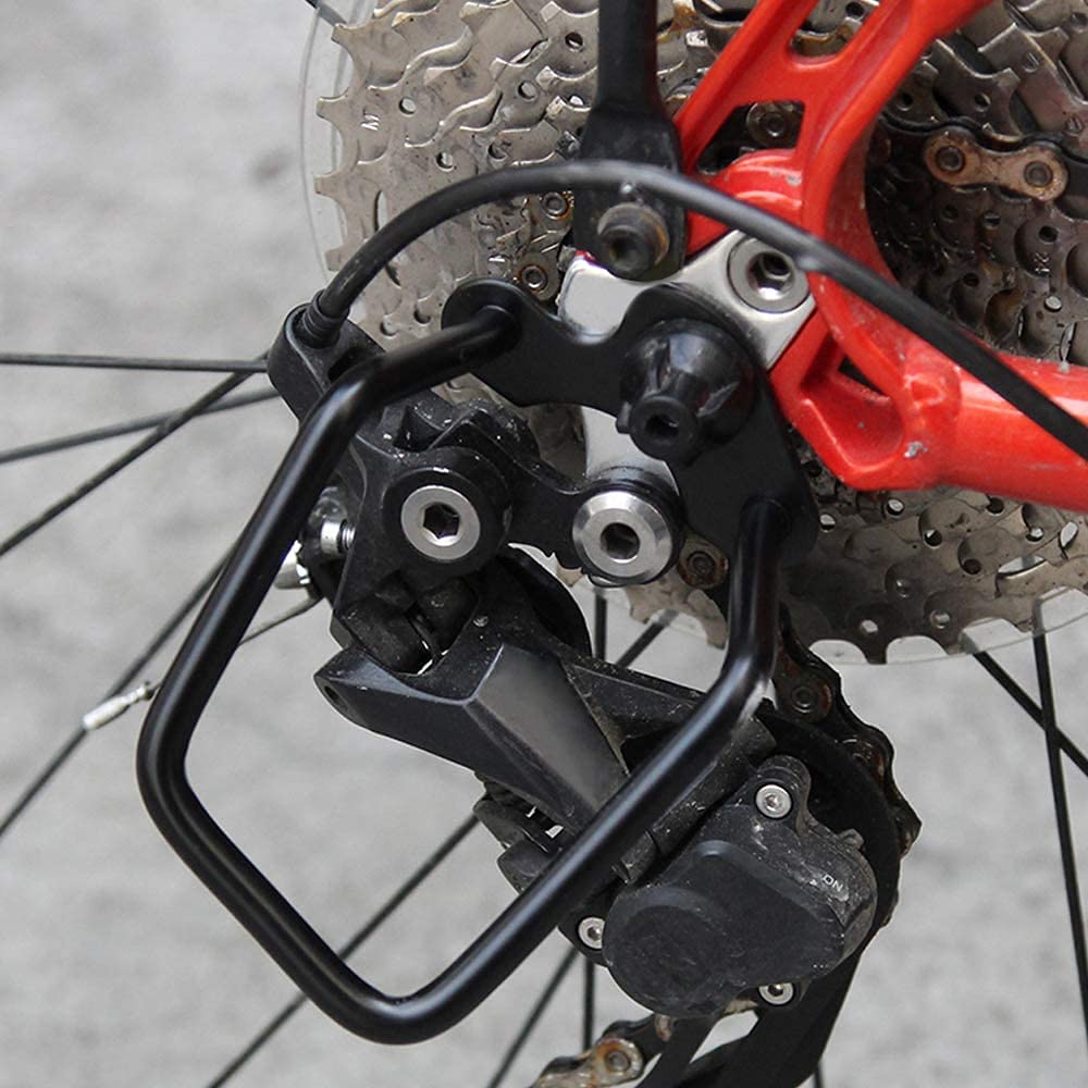 Set of 2 Rear Derailleur Protectors Bicycle Rear Derailleur Protection Bar Iron Protective Films for Bicycle Mountain Bikes Road Bikes Folding Bikes Black