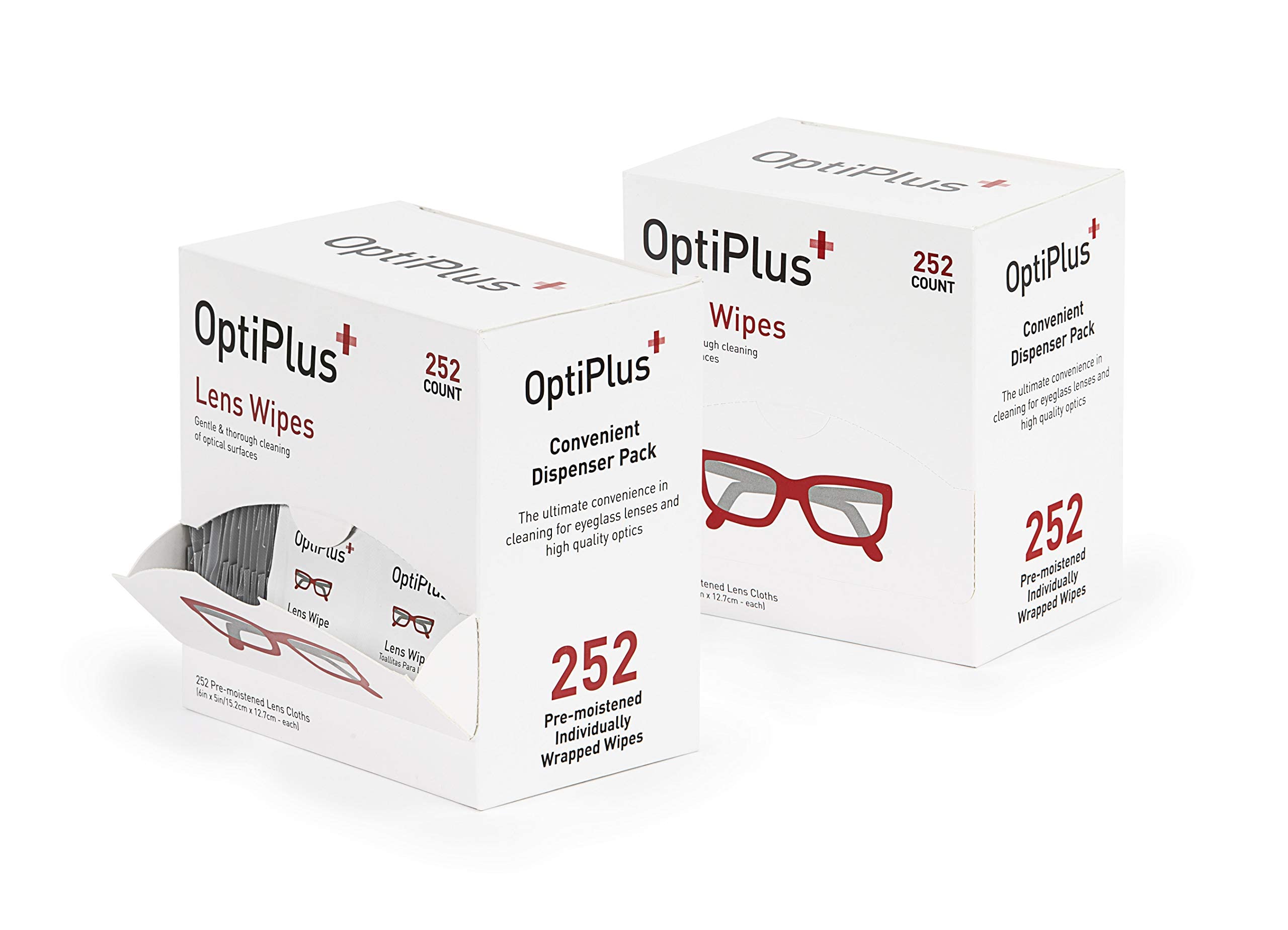 OptiPlus Eyeglass Lens Wipes l Pre-Moistened l Cleaning Wipes for Glasses, Computer & Laptops Screens, Smart Phones, Optical Lens, Goggles, and Watch Screen l Quick-Dry & Scratch-Free | 504 Count