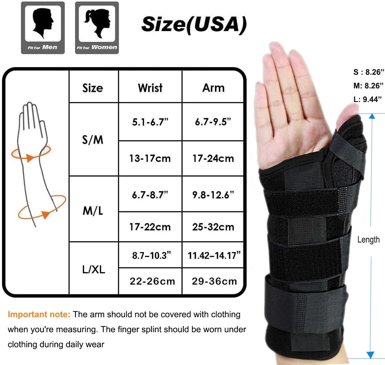 TODDOBRA Wrist Brace with Thumb Spica Splint for De Quervain's Tenosynovitis Carpal Tunnel Pain Wrist & Thumb Stabilizer for Tendonitis Arthritis, Sprains & Fracture Forearm Support Cast (Left M/L)