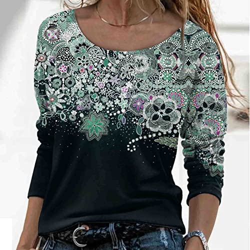 Women's Cute Printing Pullover Casual Fashion Long Sleeve Sweatshirt Round Neck Autumn and Winter Blouses
