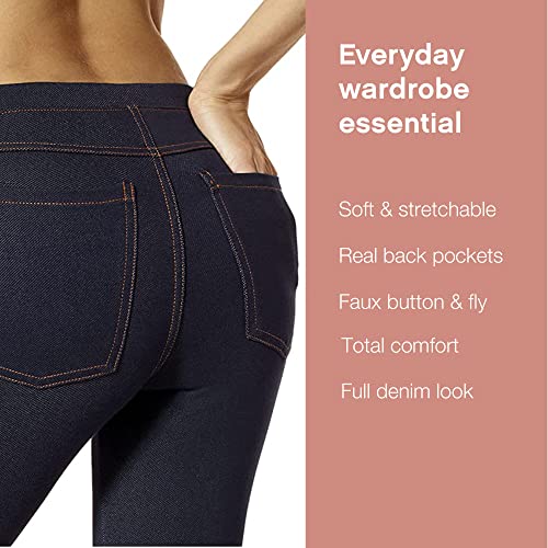 No nonsense Women's Stretch Denim Legging, Dark Denim, Large, NG1720