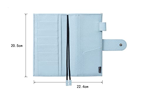 Moterm Leather Cover for Hobonichi Weeks - Fits Hobonichi Weeks/Weeks Mega, with Back Pocket (Pebbled pattern-Light Blue)