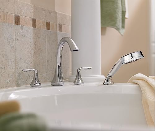 Moen Eva Brushed Nickel Transitional Two-Handle Deck Mount Roman Tub Faucet Trim Kit, Valve Required, T943BN