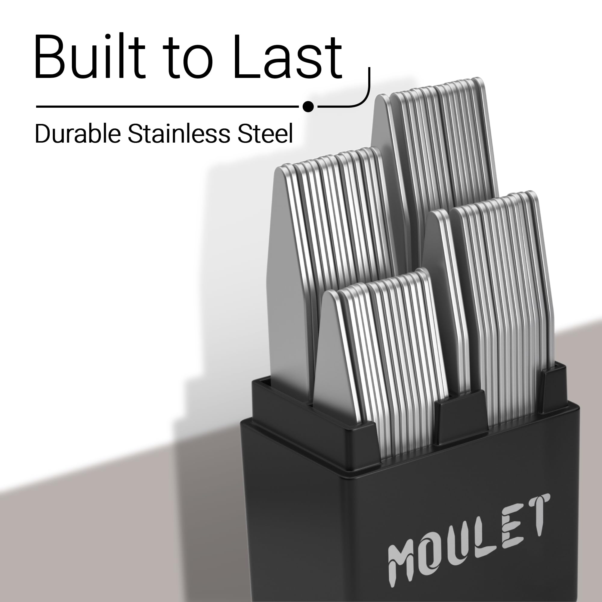 Moulet 56 Collar Stays for Men's Dress Shirts - Premium, 4 Sizes - Metal Collar Stays (Stainless Steel)
