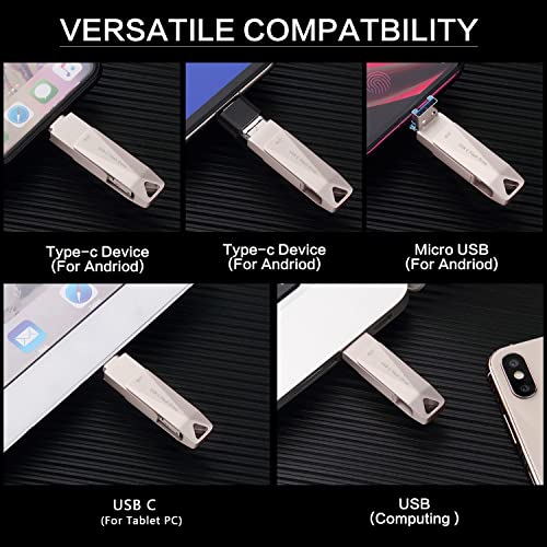 USB Flash Drive Memory Stick Android USB C Phone Photo Stick High Speed Data Storage Drive 1000GB USB 3.0 Thumb Drives WANSISEN for Android Phone Mac-Book Pad Pro Tablets and Computer (Grey, 1TB)