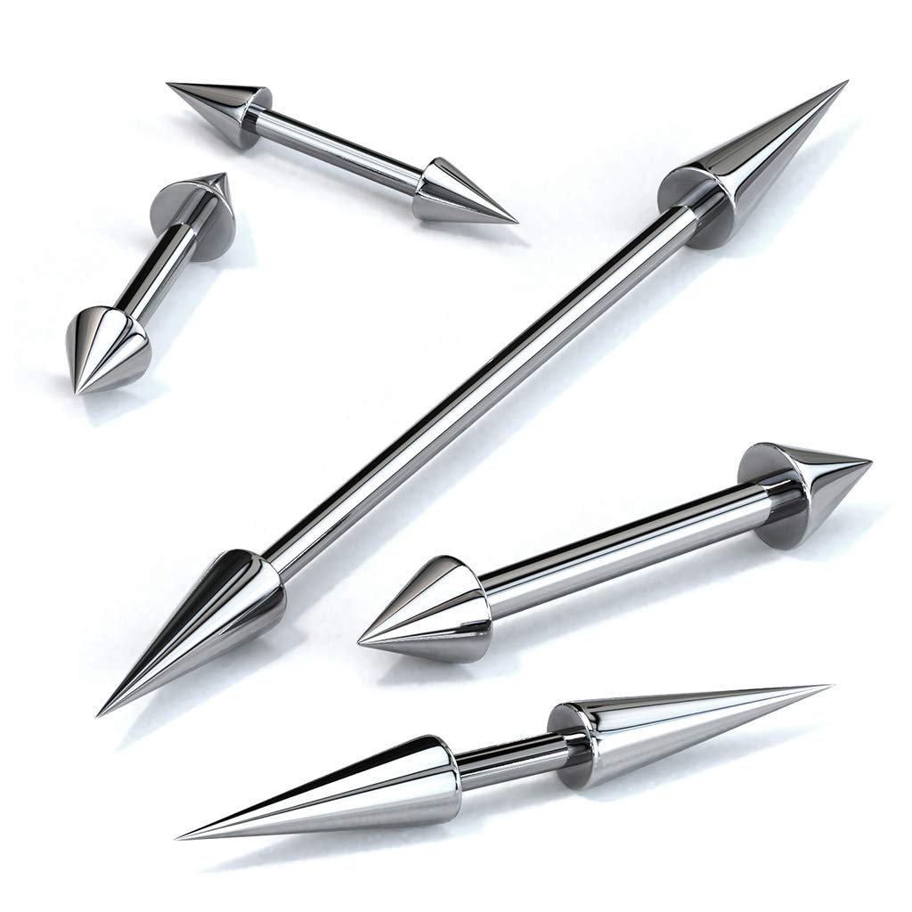 Pierced Owl 316L Stainless Steel Spiked Straight Barbells, Sold as a Pair (3/8" (10mm) length)