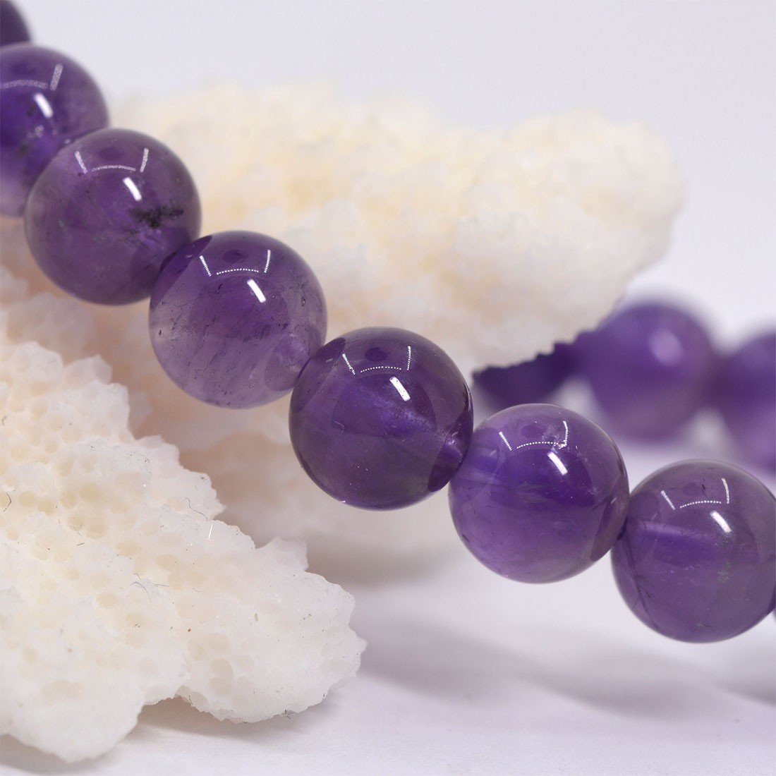 Natural A Grade Amethyst Gemstone 8mm Round Beads Stretch Bracelet 7 Inch Unisex