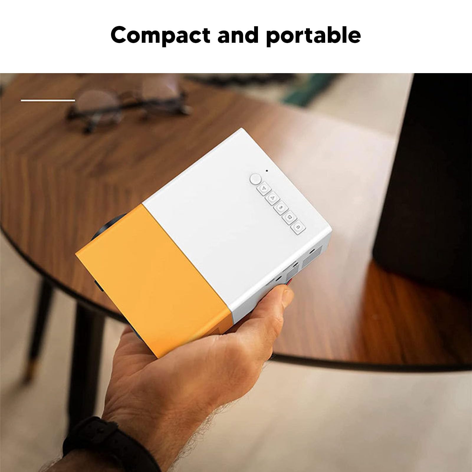 Portable HD 1080P Mini Projector for Movies and Gaming, Compact and Lightweight, USB and Connectivity, Ideal for Travel, Camping, and Home Entertainment (US Plug)