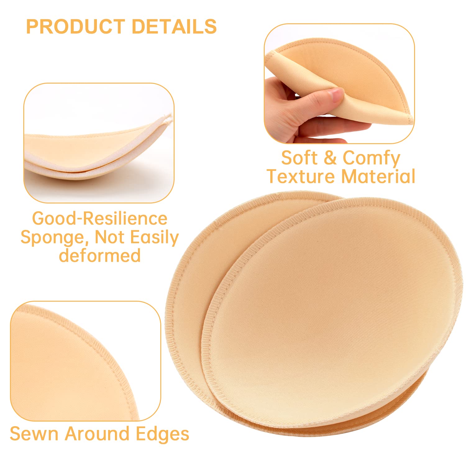 Nimiah Bra Insert Pads 3 Pairs Round Sports Bra Replacement Pads Inserts | Removable Bra Cups for Dresses Swimsuits Fits D