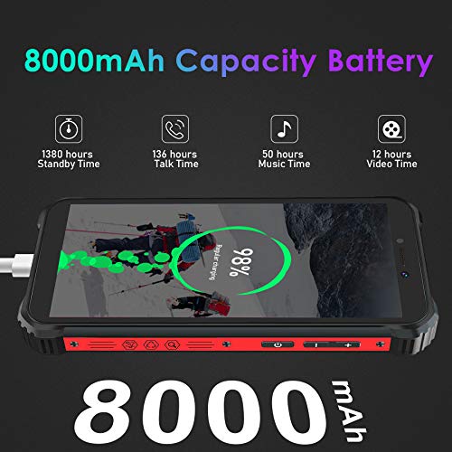 OUKITEL WP5 Pro Rugged Cell Phone, 4GB+64GB Unlocked Smartphone, 8000mAh Battery IP68 Waterproof Rugged Smartphone, Android 10.0 Global Version 4G LTE Dual-SIM 5.5inches Face ID Fingerprint (Black)
