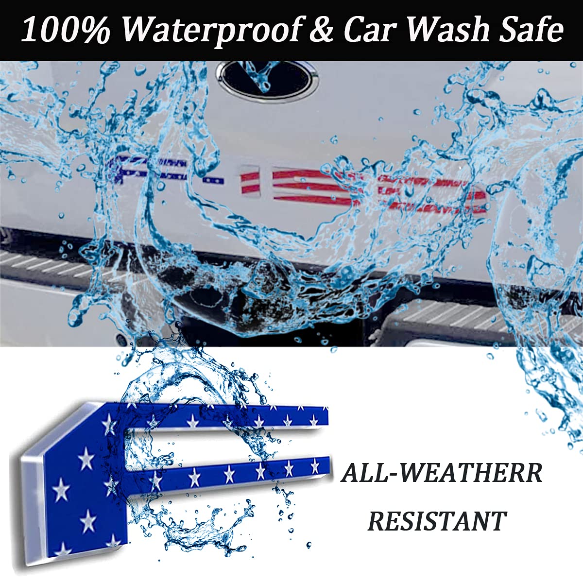 Tailgate Insert Letters Compatible for F15 2021-2023 3M Adhesive & 3D Raised Tailgate Decal Letters (American Flag)