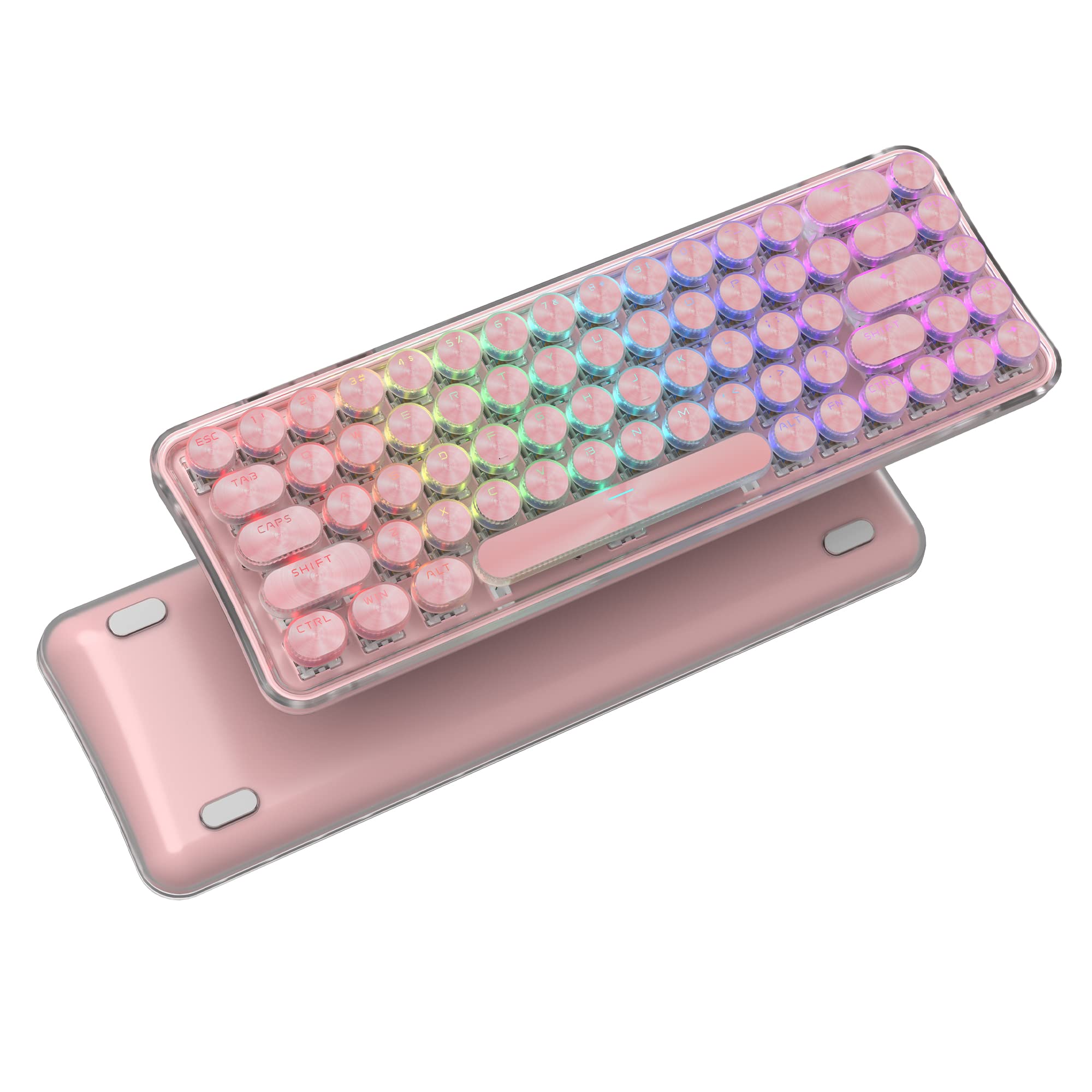 XVX K680 Typewriter Style Wireless Mechanical Keyboard, Bluetooth/2.4G/Wired Tri-Mode 65% Compact Gaming Mechanical Keyboard with RGB Backlit, Retor Computer Keyboard for Mac/PC/Win, Blue Switches