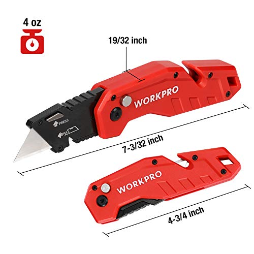 WORKPRO Folding Utility Knife & WORKPRO Folding Utility Knife, 15 Extra Blades Included