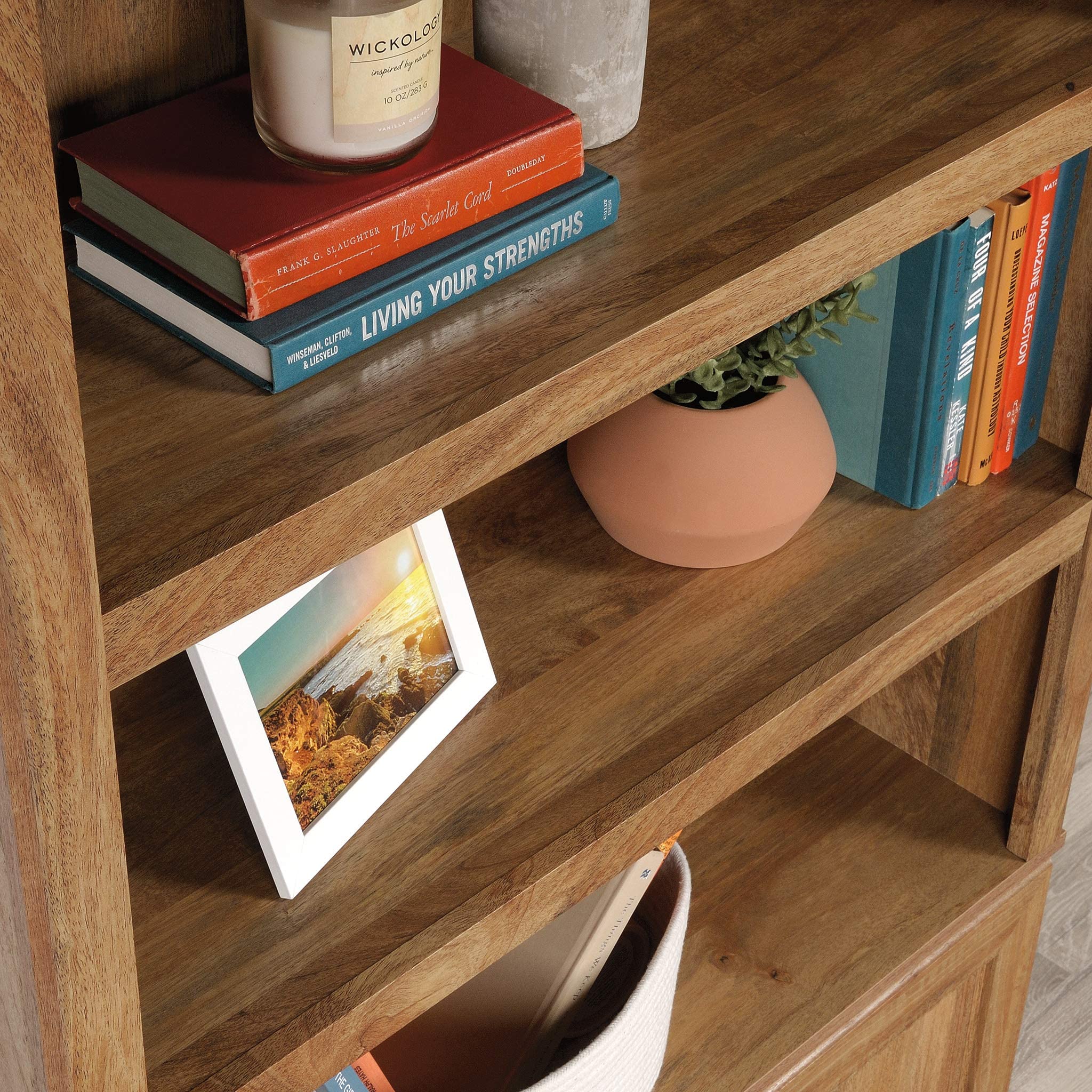 Sauder Miscellaneous Storage 5-Shelf/ Book Shelf 2-Door Bookcase, Vintage Oak finish