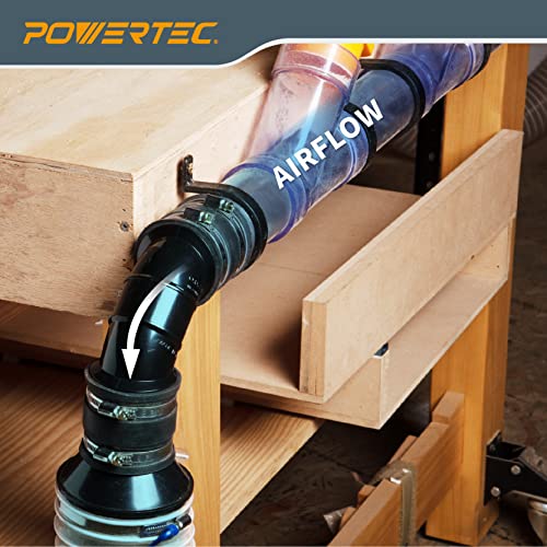 POWERTEC 70344 2-1/2" OD 90 Degree Elbow - ABS Plastic Dust Collector Connector (Black)