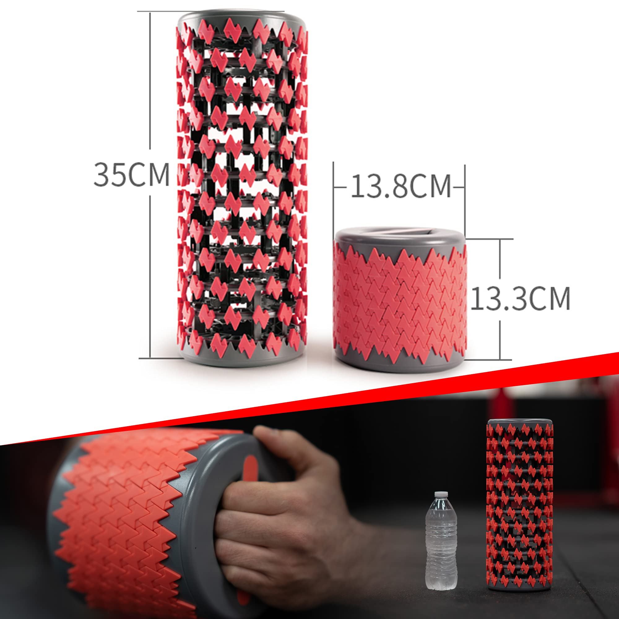 RED Strength Collapsible Roller | Lightweight Perfect Deep Tissue Roller | Travel Size Foam Roller for Physical Therapy & Exercise | Back Wheel for Pain Relief, Red
